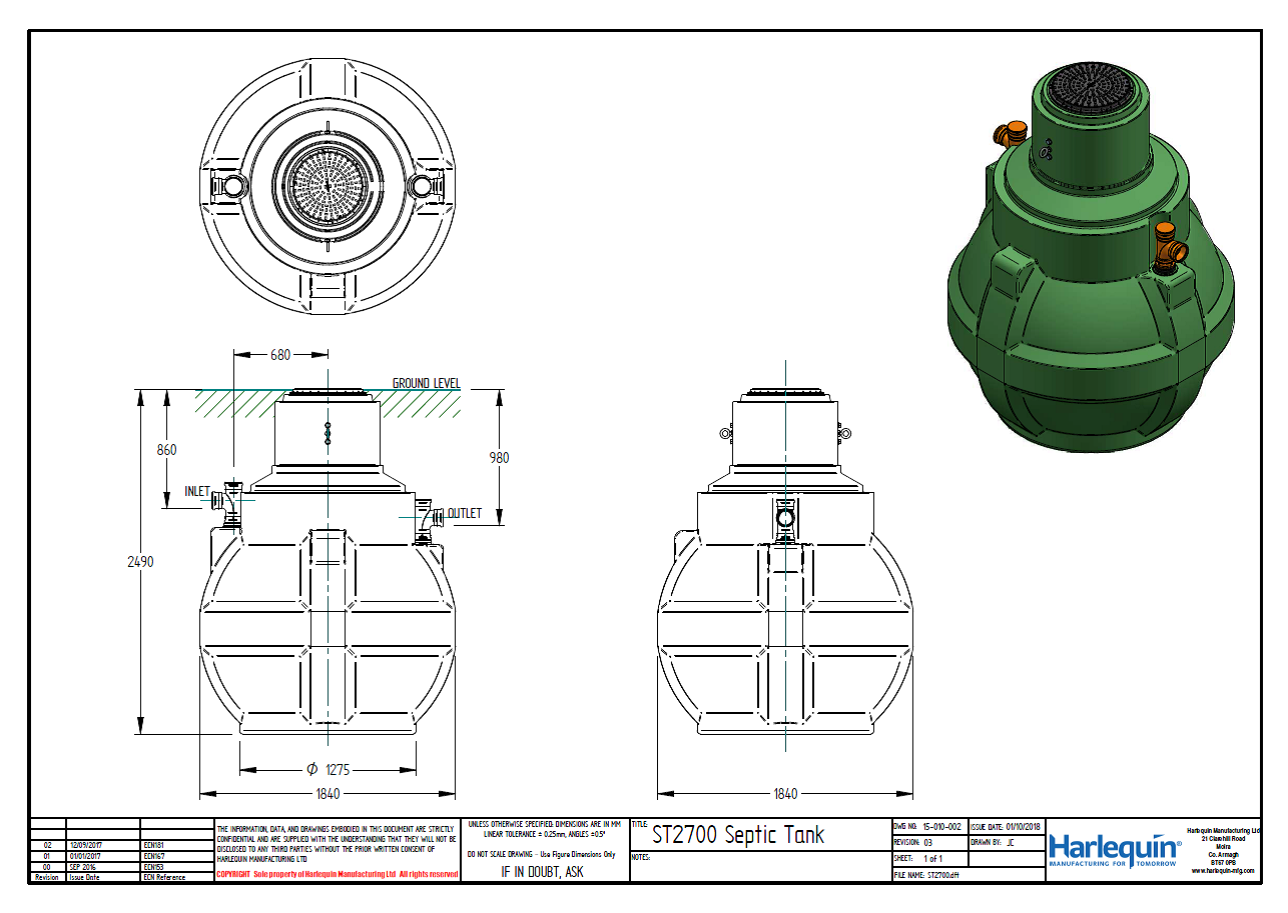 Balmoral Septic Tank 2728 Litres