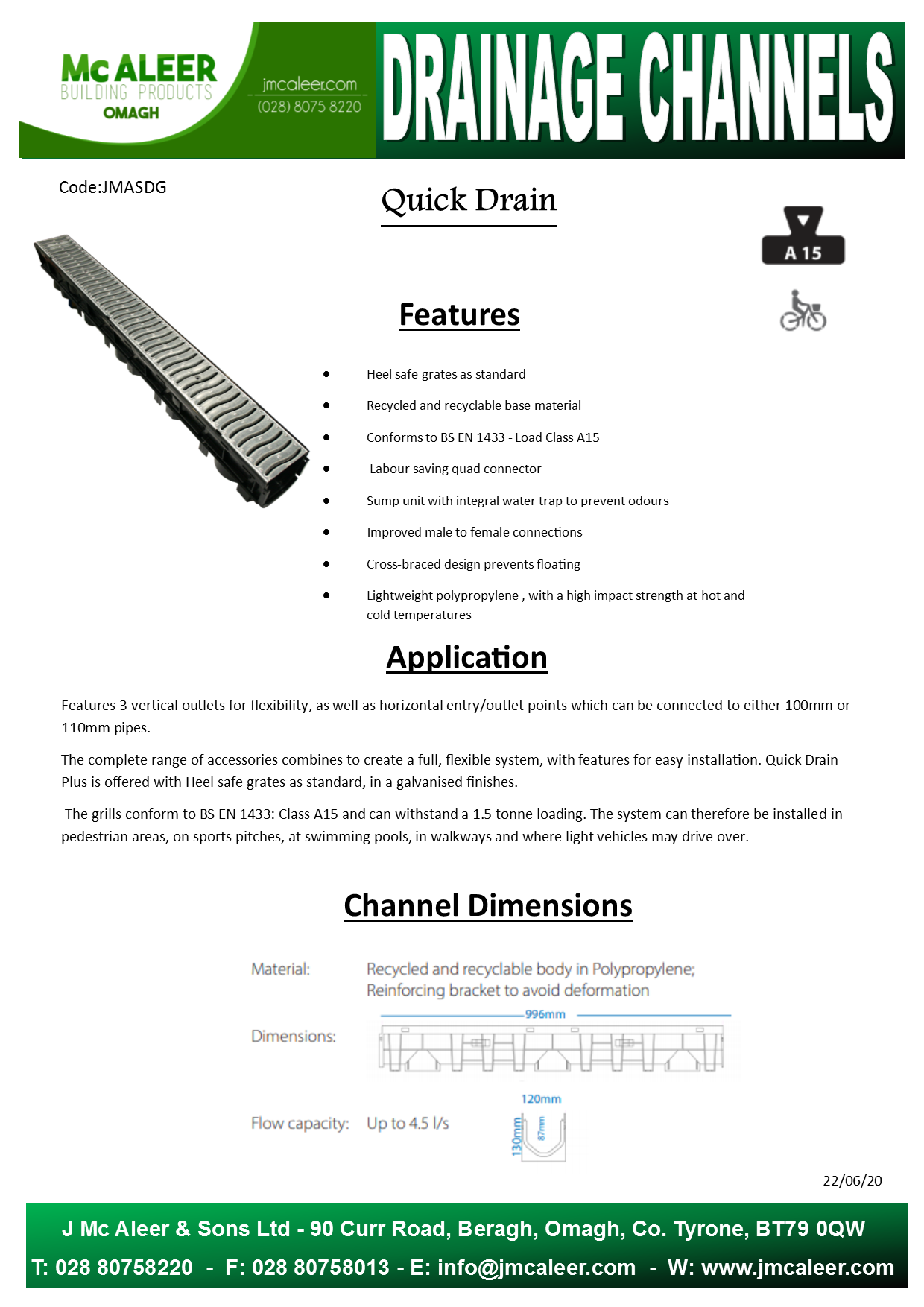 Quick Drain Channel B125 Galvanized